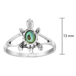 AeraVidaExquisite Swimming Abalone Shell Turtle .925 Sterling Silver Chic Band Ring for Women - Size 9