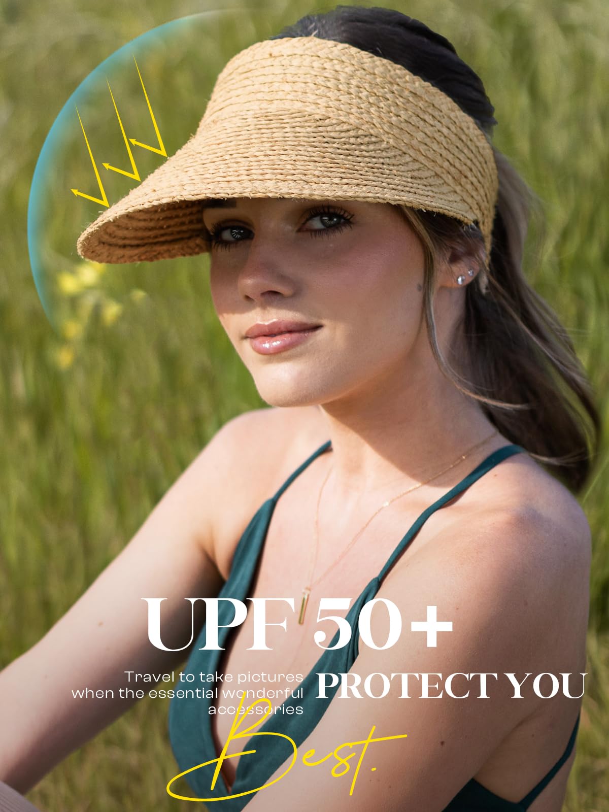 Straw Hats for Women, Visor Hats for Women Beach Hats for Women Sun Hat Womens Straw Hat Made of Natural Raffia