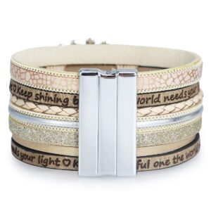 Suyi 18th Birthday Gifts for Women Leather Wrap Bracelet Multilayer Magnetic Buckle Bracelet 18th