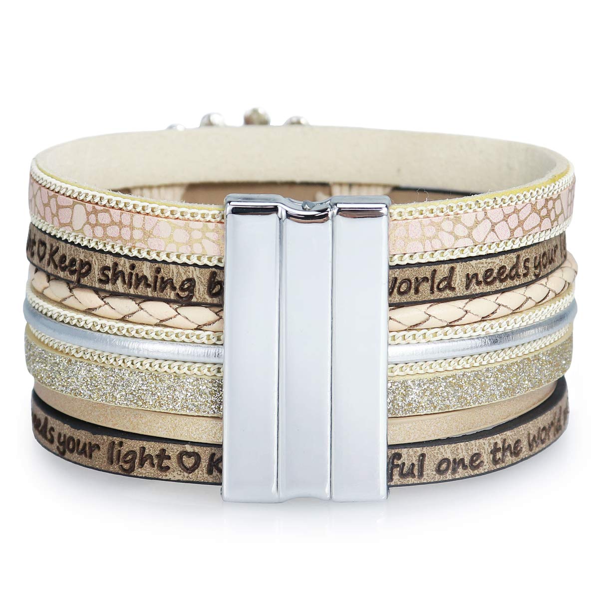 Suyi 18th Birthday Gifts for Women Leather Wrap Bracelet Multilayer Magnetic Buckle Bracelet 18th