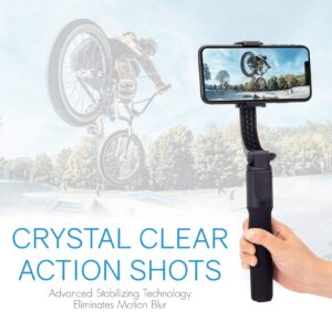 Realm Selfie Gimbal Stabilizer with Wireless Remote for Smartphones, Extendable Bluetooth Selfie Stick & Tripod, 1-Axis Smartphone Gimbal