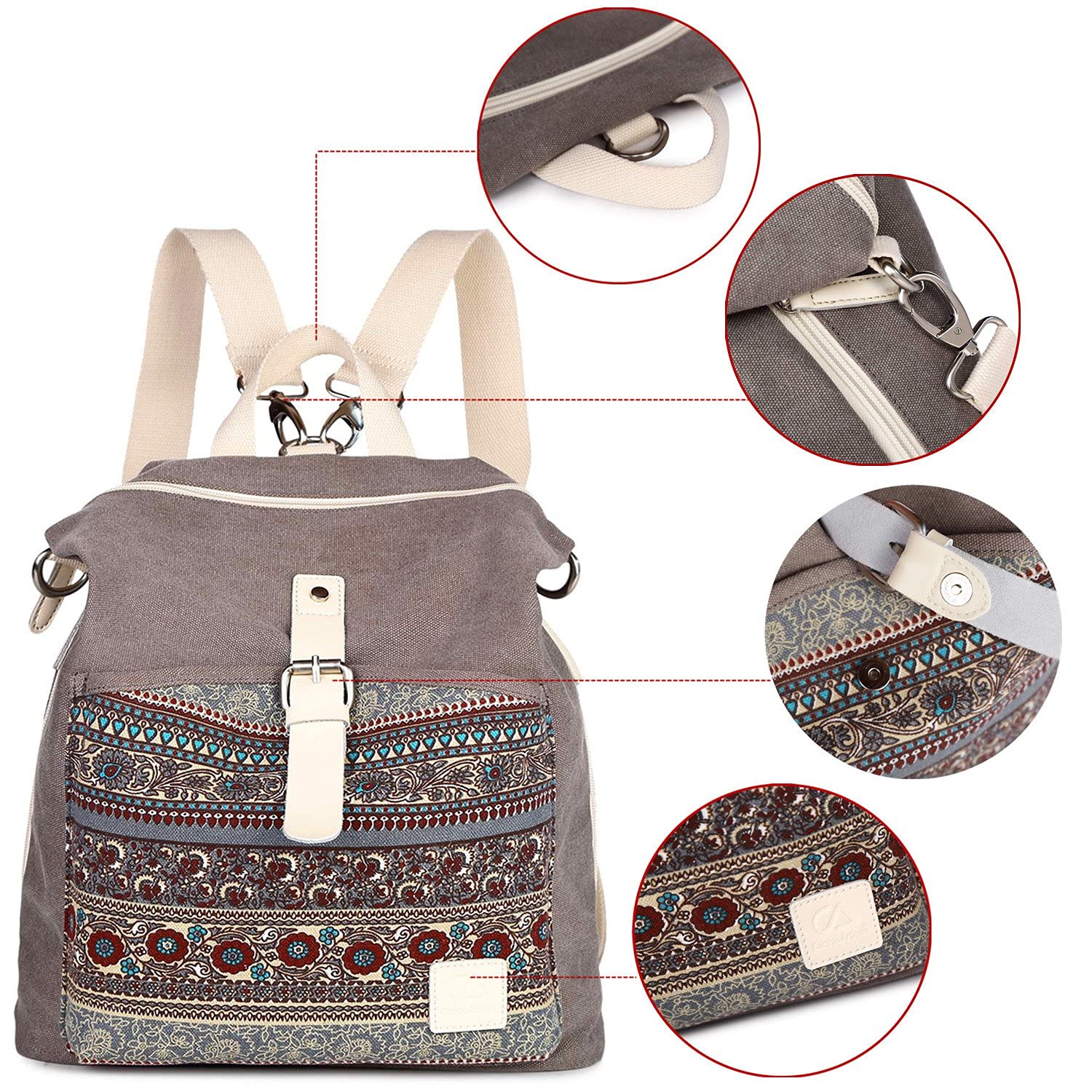 Backpack Purse Set Women Ladies Fashion Casual Lightweight Shoulder Bag Wallet Travel Daypack (Gray with Wallet)