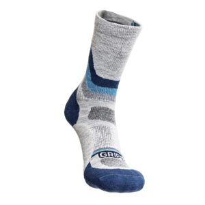 grip6 everyday merino wool socks - lightweight wool hiking socks - warm crew socks for men and women - cold weather gear - overland blue, large (1-pack)