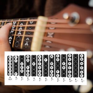 Guitar Fretboard Stickers Vinyl Fingerboard Decals Frets Map Neck Notes Trainer for Beginner Learner Practice Music Theory 6 Strings Acoustic Electric Guitars (Black and White)