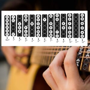 Guitar Fretboard Stickers Vinyl Fingerboard Decals Frets Map Neck Notes Trainer for Beginner Learner Practice Music Theory 6 Strings Acoustic Electric Guitars (Black and White)