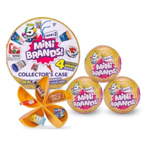 5 surprise mini brands series 2 collector's kit by zuru (3 capsules + 1 collector's case) - amazon exclusive mystery capsule real miniature brands