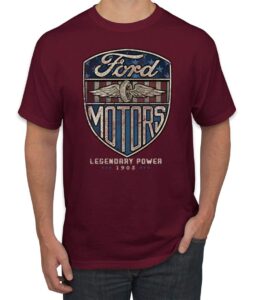 1983 vintage distressed ford motors legendary power cars and trucks men's graphic t-shirt, maroon, x-large