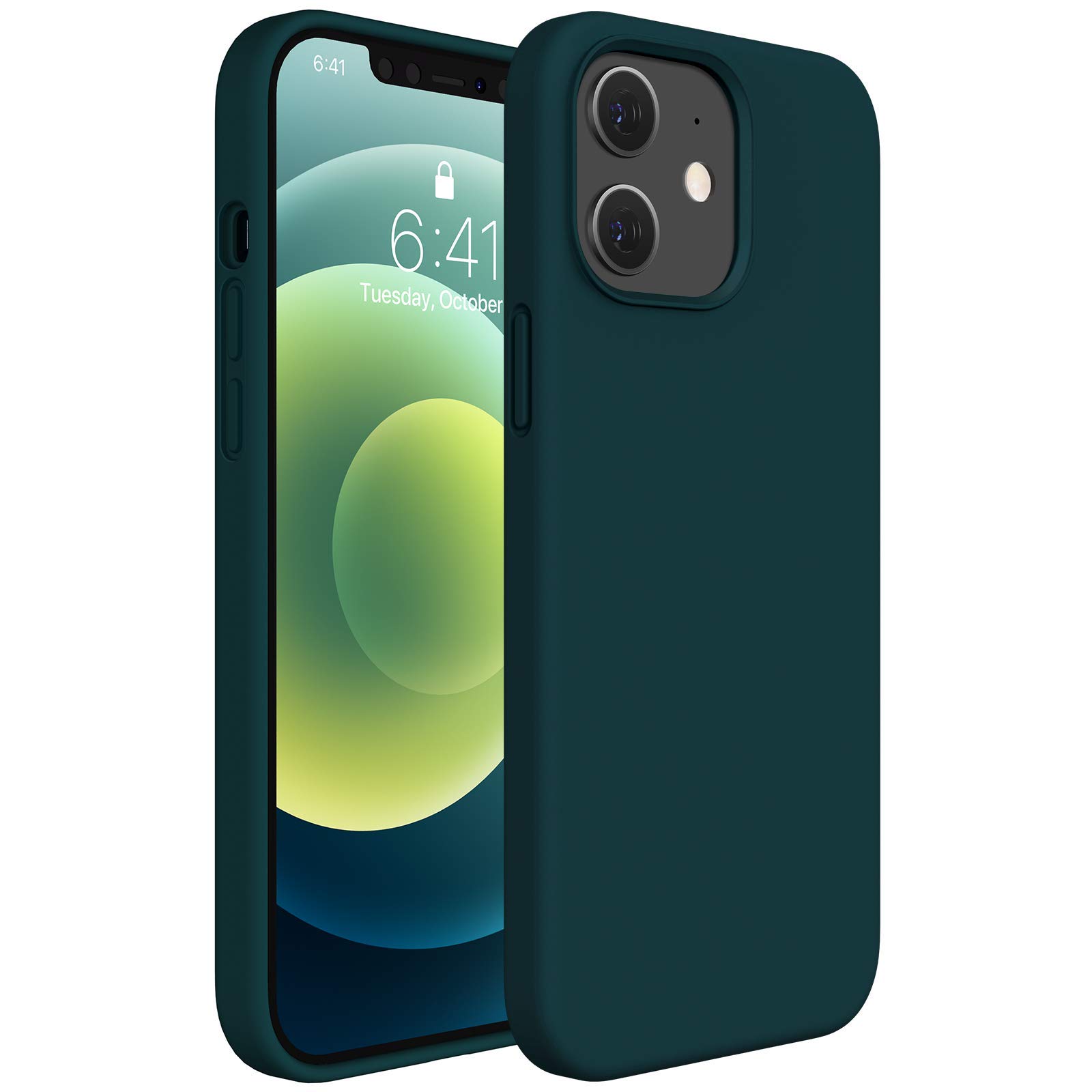 Miracase Compatible with iPhone 12 Case and iPhone 12 Pro Case, Liquid Silicone Gel Rubber Full Body Protection Shockproof Drop Protection Phone Case for iPhone 12/12 Pro 6.1 inch(Teal)