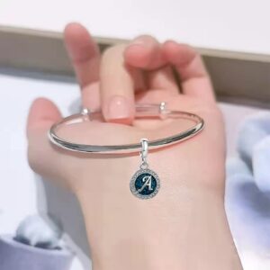 TGLS Spakling Blue Letter T Initial Charm Alphabet Capital Name Dangle Beads Compatible With Pandora Charms Bracelets