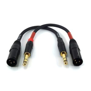 suanqi 024 xlr cable adapter 1/4 inch trs to xlr male cable, balanced 6.35mm trs plug to 3-pin xlr male, quarter inch trs male to xlr male microphone cable (6in)