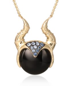 disney jewelry villains necklace - maleficent pendant, onyx, cubic zirconia, yellow gold over sterling silver, 18"