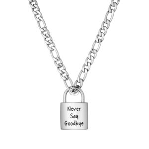 abooxiu lock urn necklace for ashes stainless steel ashes necklace cremation necklace for human ashes memorial ashes holder - never say goodbye