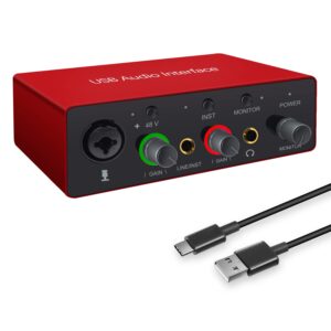 usb audio interface with mic preamplifier xlr audio interface 48v for streaming support instrument guitar or bass smartphone tablet computer and other equipment recording