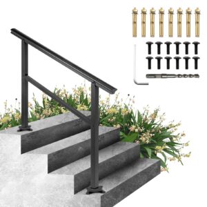 vevor handrail for outdoor steps, 3-4 steps outdoor handrail, adjustable aluminum staircase handrail, thickened stair railings for porch railing, deck handrail