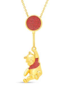 disney winnie the pooh necklace official license 18" - 18k gold flash-plated necklace with pooh bear pendant