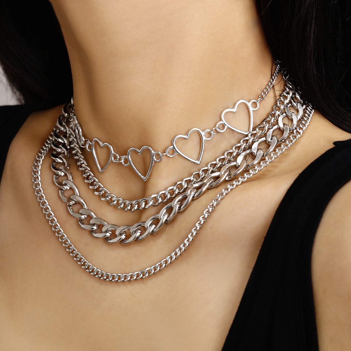 MGGFBLEY Aesthetic Y2k Emo Alt Goth Punk Indie Necklace Chunky Accessories Grunge Choker for Women