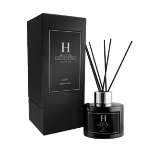 hotel collection - 24k magic - reed diffuser set - luxury aromatherapy - lemon, bergamot, black fig, cedarwood, amber, musk & blonde woods - essential oil diffusers - shelf decor - 100ml/3.5 fl oz