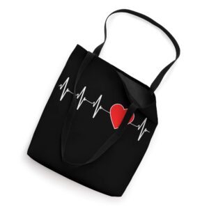 Heart Health Heartbeat EKG Red Heart Disease Awareness Month Tote Bag