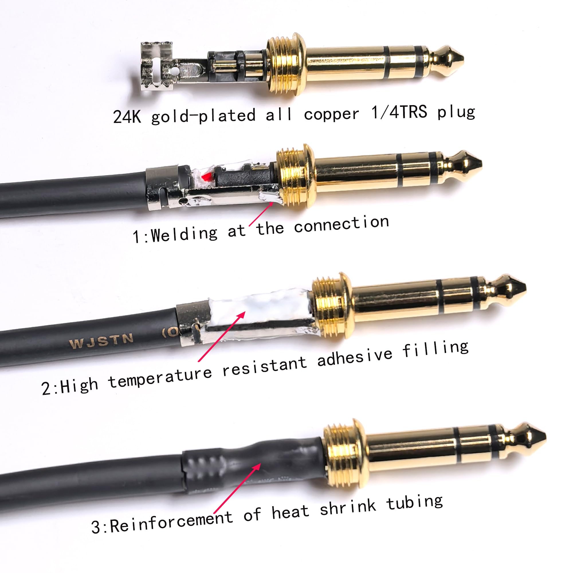 Suanqi 024 XLR Cable Adapter 1/4 Inch TRS to XLR Male Cable, Balanced 6.35mm TRS Plug to 3-pin XLR Male, Quarter inch TRS Male to XLR Male Microphone Cable (6in)