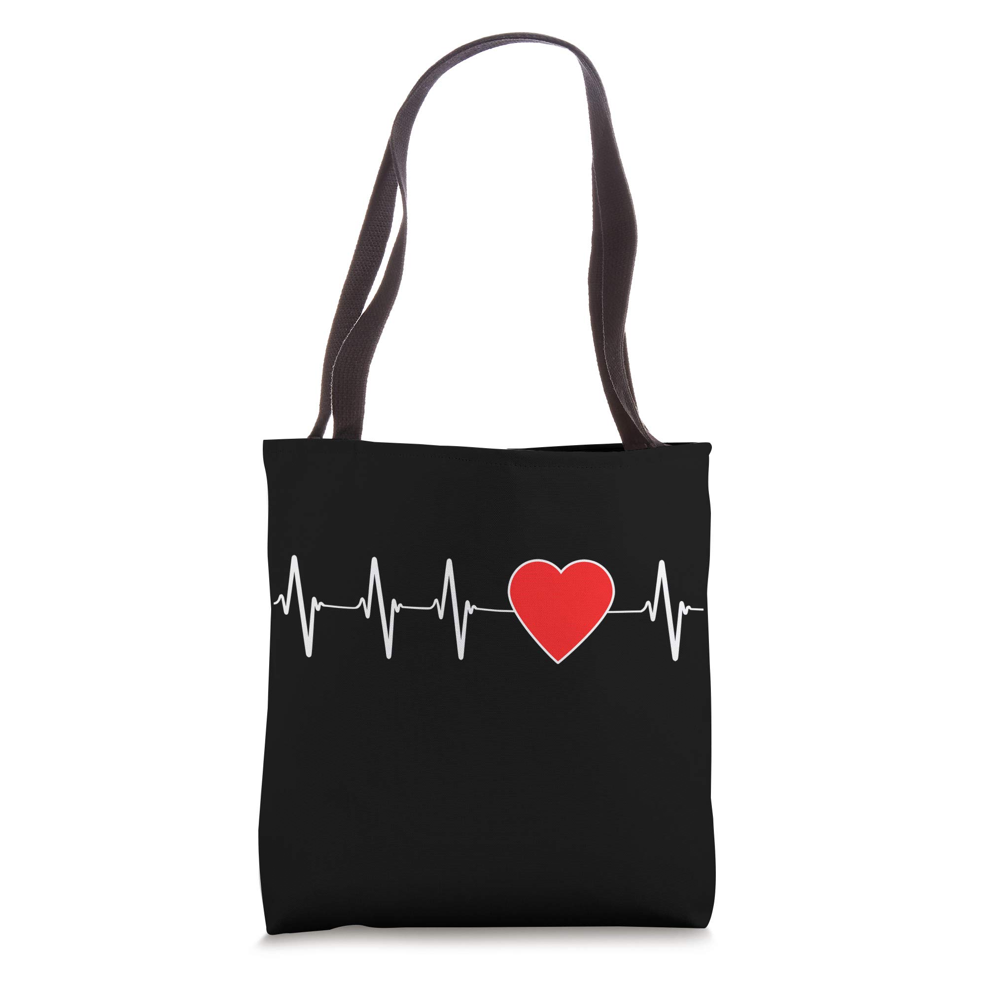 Heart Health Heartbeat EKG Red Heart Disease Awareness Month Tote Bag