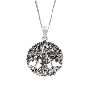 81stgeneration unisex 925 sterling silver tree of life pentacle pendant necklace, 18"