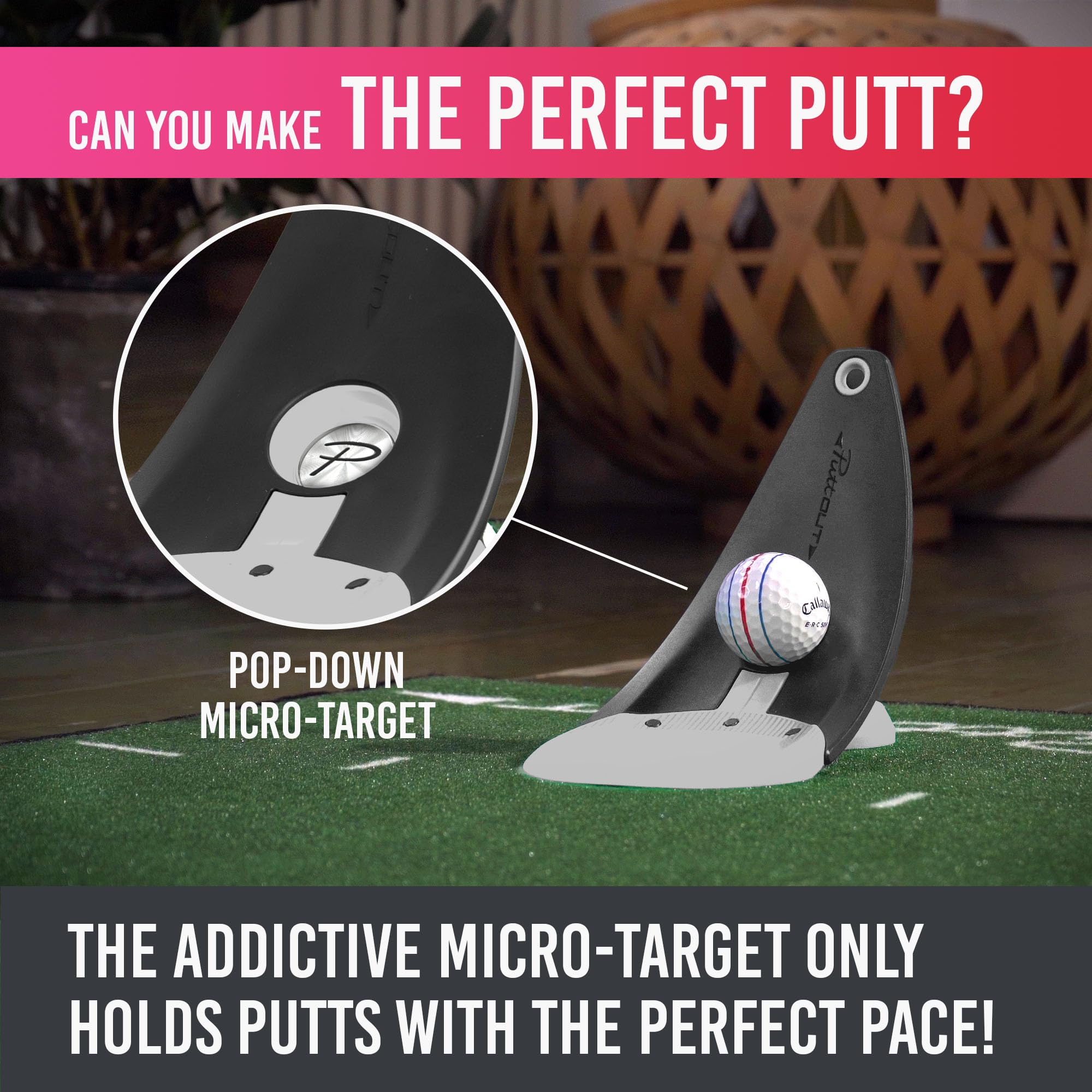 PuttOUT Premium Pressure Putt Trainer - Perfect Your Golf Putting (Stone)