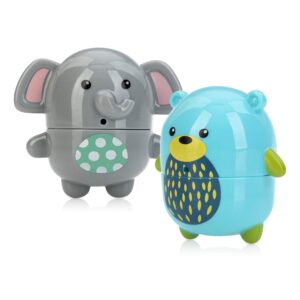 nuby silly squirts bath toys, easy to clean children's bath toy, bear and elephant