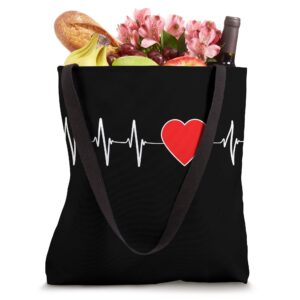 Heart Health Heartbeat EKG Red Heart Disease Awareness Month Tote Bag