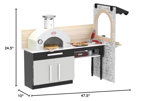 Little Tikes Real Wood Pizza Restaurant Wooden Play Kitchen Cook and Serve with Realistic Lights Sounds and Dual-Sided, 20+ Accessories Set, Gift for Kids, Large Toy for Girls & Boys Ages 3+