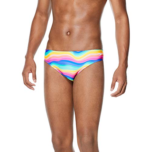 Speedo Men's Standard Swimsuit Brief Endurance+ The One, RAINBOW WAVE, 28