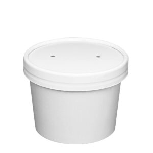 Comfy Package [8 oz. - 25 Count White Paper Food Containers with Vented Lids - To Go Hot Soup Bowls, Disposable Ice Cream Cups, Ideal for Hot and Cold Foods