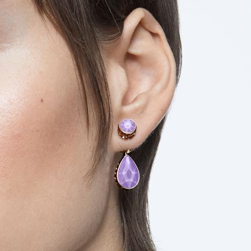 SWAROVSKI Chroma Asymmetrical Drop Earrings, Ruby Red and Lilac Crystals on Gold-Tone Finish Setting, Part of the Swarovski Chroma Collection