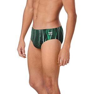 Speedo Men's Standard Swimsuit Brief Endurance+ Printed Team Colors, Solar Green, 28