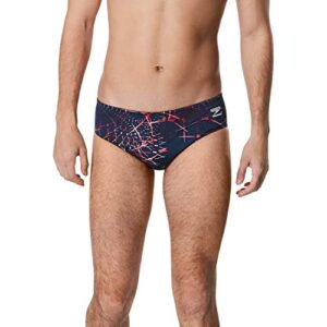 speedo men's standard swimsuit brief endurance+ printed team colors, galactic red/white/blue, 38