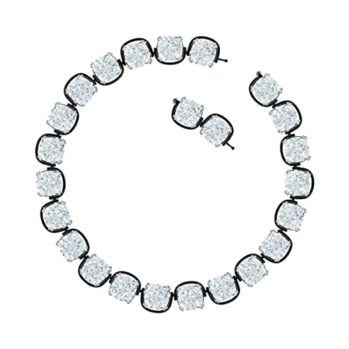 SWAROVSKI Harmonia All-Around Choker Necklace, Clear Cushion-Cut Crystals, Mixed Metal Finish Chain, Part of The Harmonia Collection