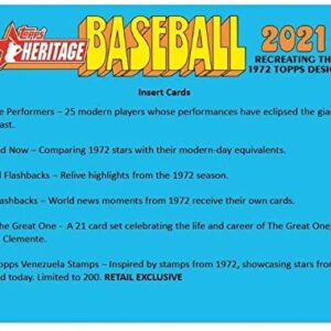 Topps 2021 Heritage Baseball Blaster Box 8 Packs Per Box