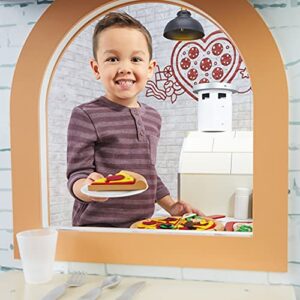 Little Tikes Real Wood Pizza Restaurant Wooden Play Kitchen Cook and Serve with Realistic Lights Sounds and Dual-Sided, 20+ Accessories Set, Gift for Kids, Large Toy for Girls & Boys Ages 3+