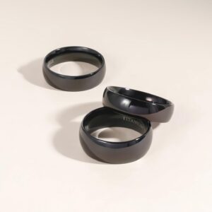 TIGRADE Black Titanium Ring 2mm 4mm 6mm 8mm Dome High Polished Wedding Band Size 4-15 (4mm, 14.5)