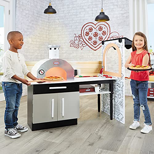 Little Tikes Real Wood Pizza Restaurant Wooden Play Kitchen Cook and Serve with Realistic Lights Sounds and Dual-Sided, 20+ Accessories Set, Gift for Kids, Large Toy for Girls & Boys Ages 3+