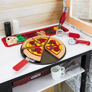 Little Tikes Real Wood Pizza Restaurant Wooden Play Kitchen Cook and Serve with Realistic Lights Sounds and Dual-Sided, 20+ Accessories Set, Gift for Kids, Large Toy for Girls & Boys Ages 3+