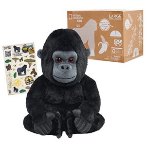 national geographic kids large stuffed animal, 15-inch super soft and hyper-realistic gorilla plush, packaging from recycled materials, kids toys for ages 3 up, amazon exclusive