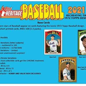 Topps 2021 Heritage Baseball Blaster Box 8 Packs Per Box