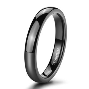 tigrade black titanium ring 2mm 4mm 6mm 8mm dome high polished wedding band size 4-15 (4mm, 14.5)