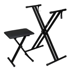 showmaven heavy duty keyboard stand and bench, adjustable height and portable (double-x)