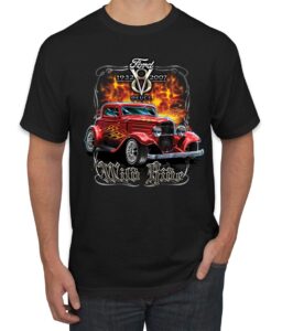 1932 ford deuce v8 75th anniversary wild ride cars and trucks men's graphic t-shirt, black, x-large