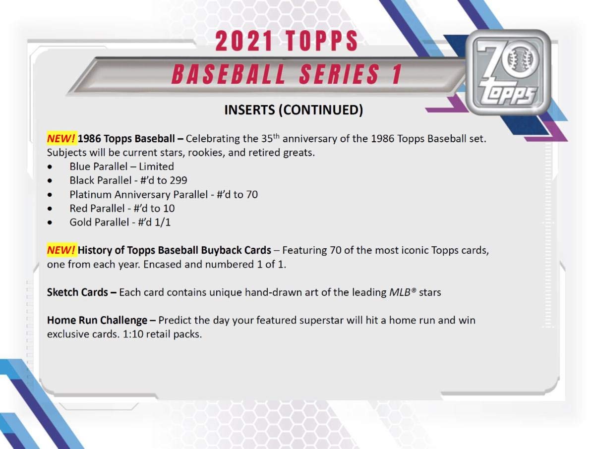 Topps 2021 Series 1 Baseball Hanger Pack