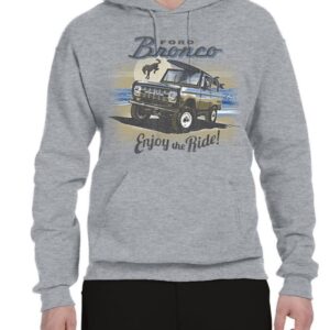 Wild Bobby Classic Vintage Ford Bronco Enjoy The Ride Cars and Trucks Unisex Hoodie Sweatshirt, Heather Grey, Large