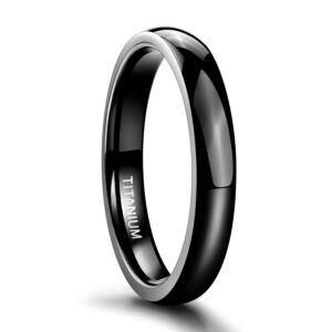 TIGRADE Black Titanium Ring 2mm 4mm 6mm 8mm Dome High Polished Wedding Band Size 4-15 (4mm, 14.5)