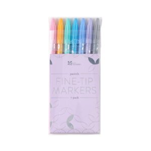 erin condren designer colorful fine-tip markers - pastels 7 pack with 6.5" length and 0.4 mm tip for writing, coloring and more, highlight important details in pastel colors