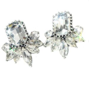 art deco antique vintage retro style clear rhinestone bridal bridesmaid wedding prom cluster earrings